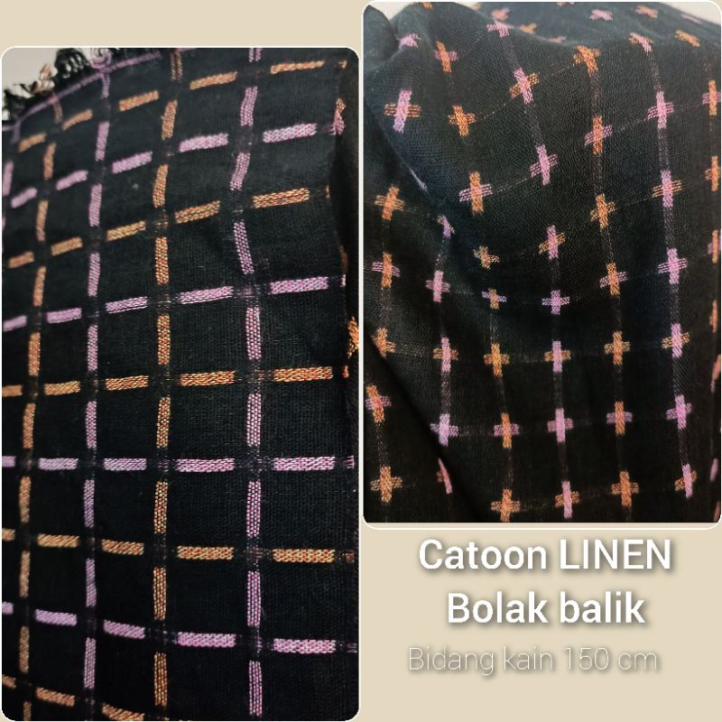 Cotton LINEN Fabric With Alternating Embroidery Motifs/Embroidered ...