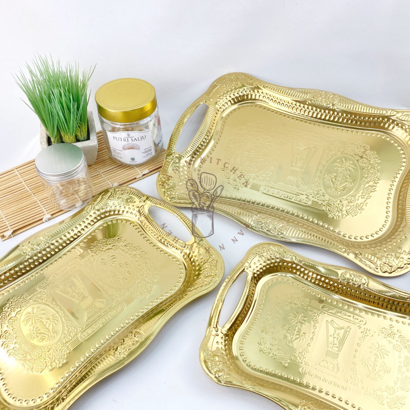 Gold Arabic Tray/ Tray / Yellow Gold Stainless Steel Tray/ Middle ...