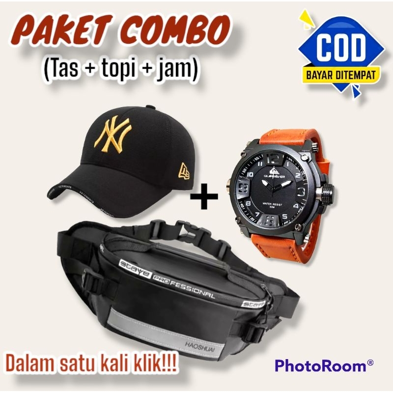 Combo Package - Men's Sling Bag free Clock And baseball Cap/Bag free ...