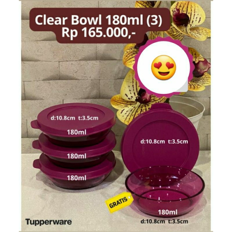 Crystal Clear Bowl 180ml 4pc Tupper...ware Original | Shopee Malaysia