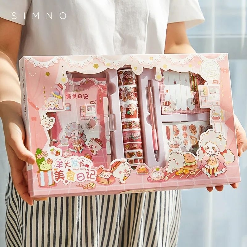 Gift set diary set set stationary Sticker set diary Cute kawaii Journal ...