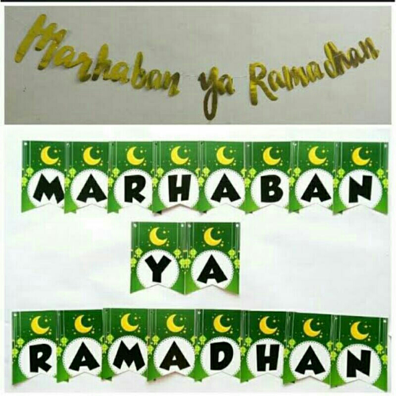 Marhaban BANNER YES RAMADHAN / DECORATION MARHABAN BANNER YES RAMADHAN / BUNTING FLAG FASTING ...