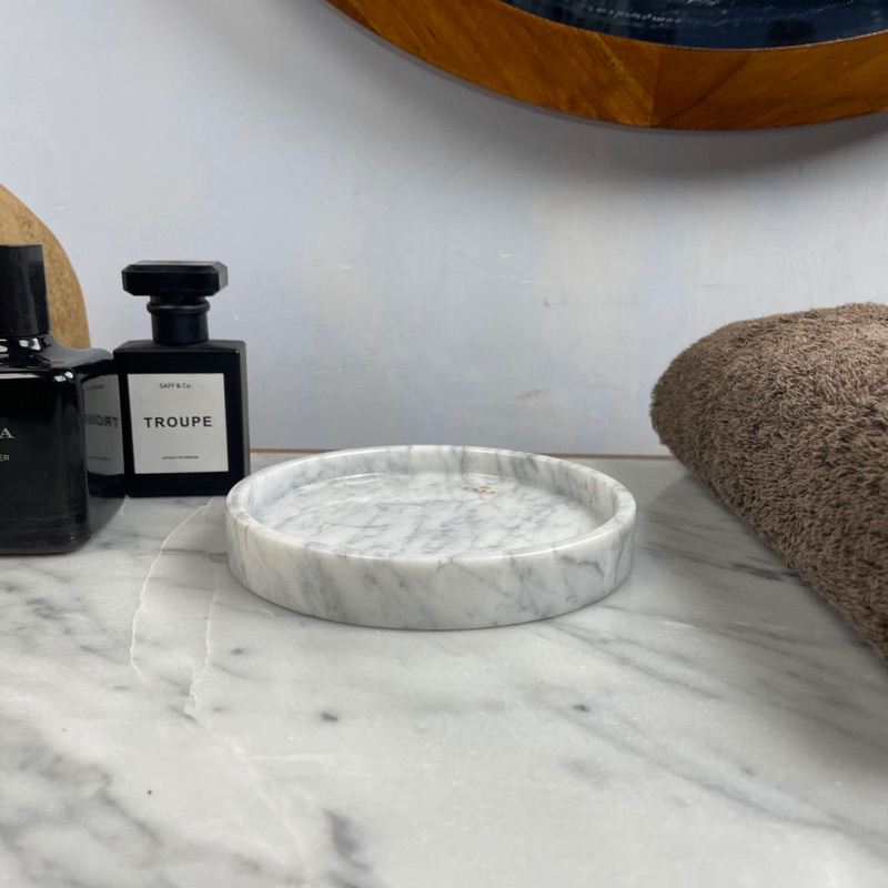 Nora - Round marble Tray white Carrara Premium | Shopee Malaysia