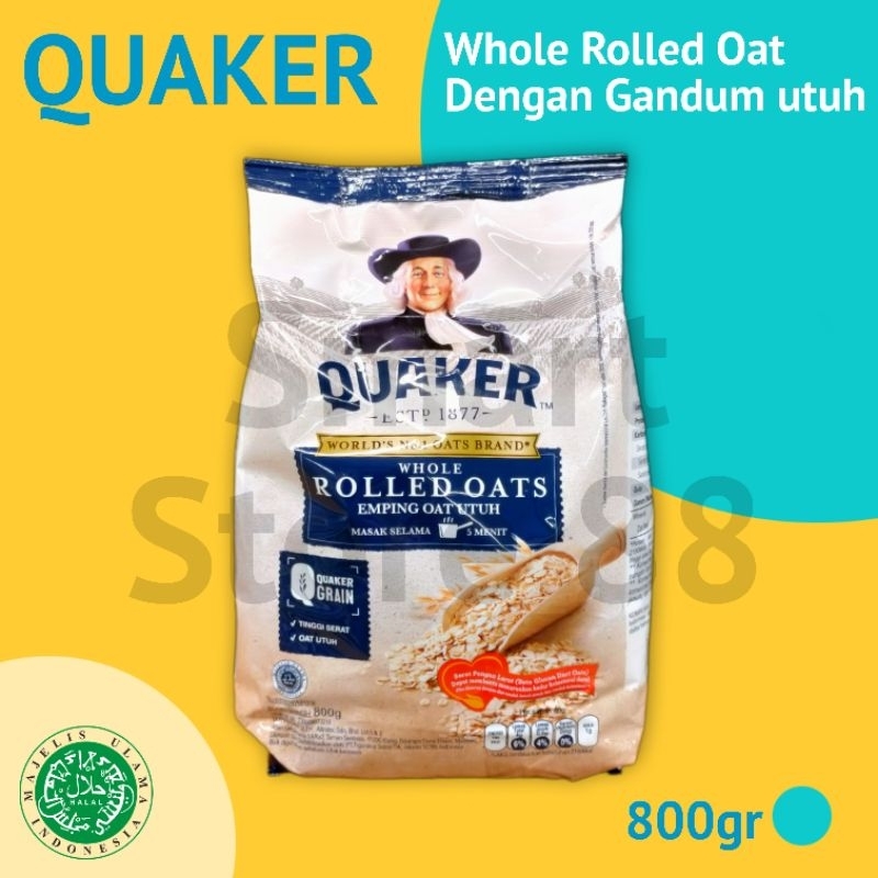 QUAKER WHOLE ROLLED OATS 800GR WHOLE WHEAT QUAKER | Shopee Malaysia