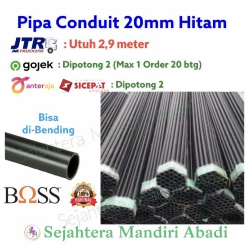 HITAM Boss Electrical Pipe 20mm Black 20mm Conduit Pipe Boss Conduduit ...