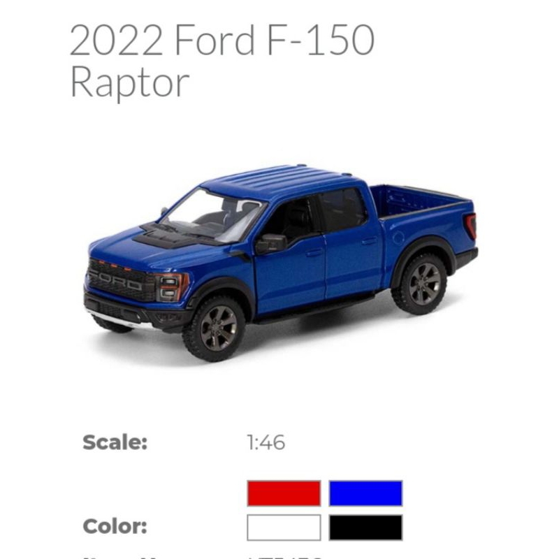 Diecast Kinsmart 1/36 Car Ford F-150 Raptor 2022 Miniature mobilan ...