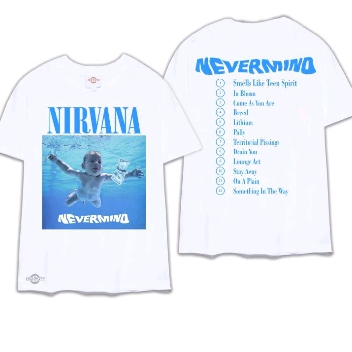 PUTIH Nirvana NEVERMIND T-Shirt White Premium tshirt nirvana sliver smells like teen in utero ...