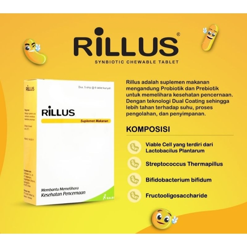 Rillus 30 Tablets - Prebiotic Probiotic Supplement Adult Digestive ...