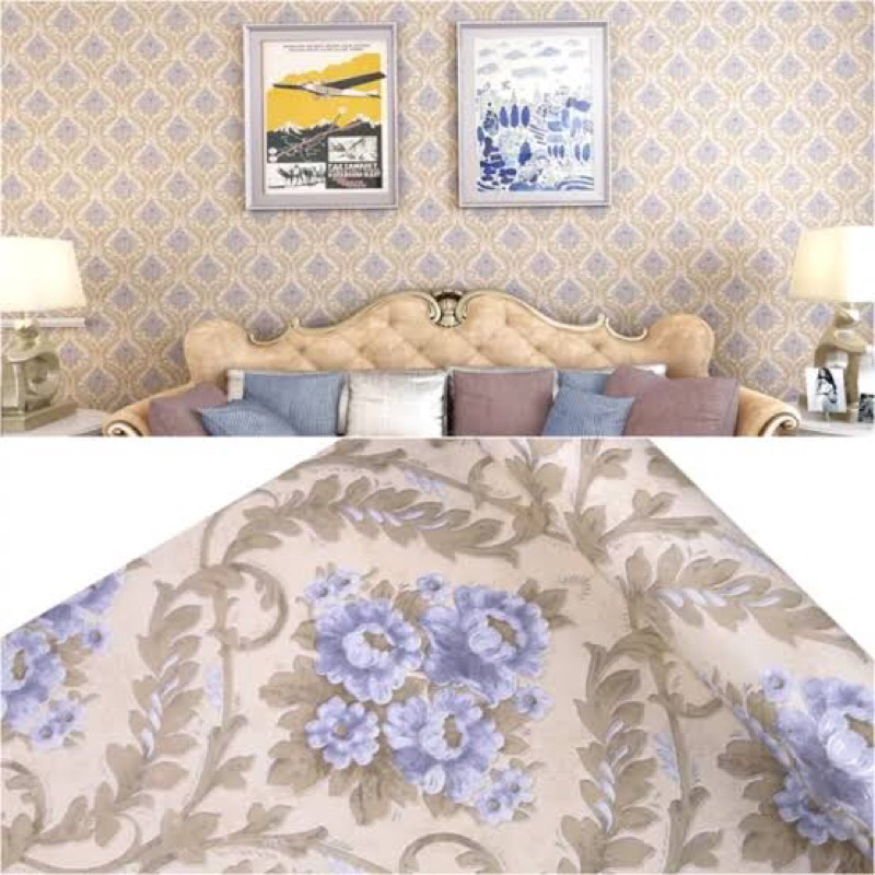 Blue Flower BATIK WALLPAPER/Blue Flower BATIK Sticker WALLPAPER ...
