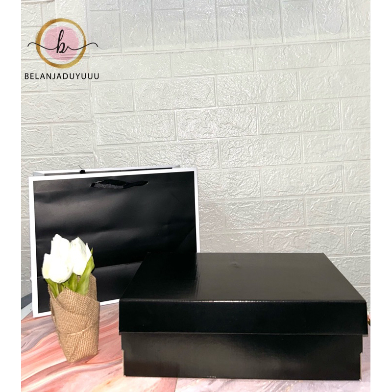 Paper Bag Black Colors Full Black Shoe Box | Shopee Malaysia