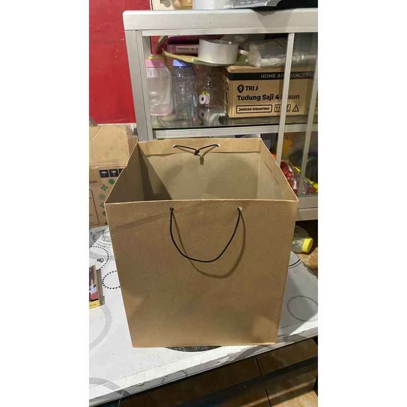 (Pack Of 12 pcs)PAPER BAG 25X25X25 | Rice box paper bag | Custom paper Bags | Shopee Malaysia