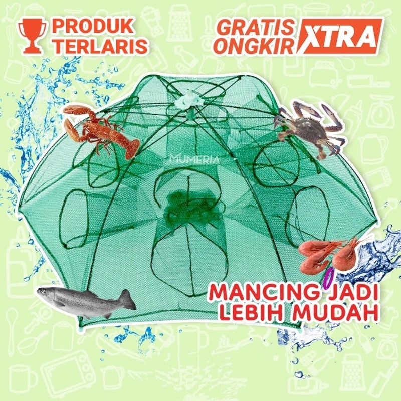 12 hole trap umbrella fish trap papuyu saluang shrimp fish trap ...