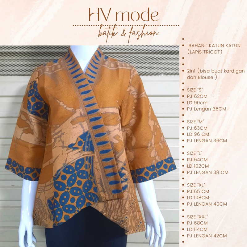 Hvmode - Sogan Blouse - Kimono Batik Top - Sogan Sogan Batik | Shopee ...