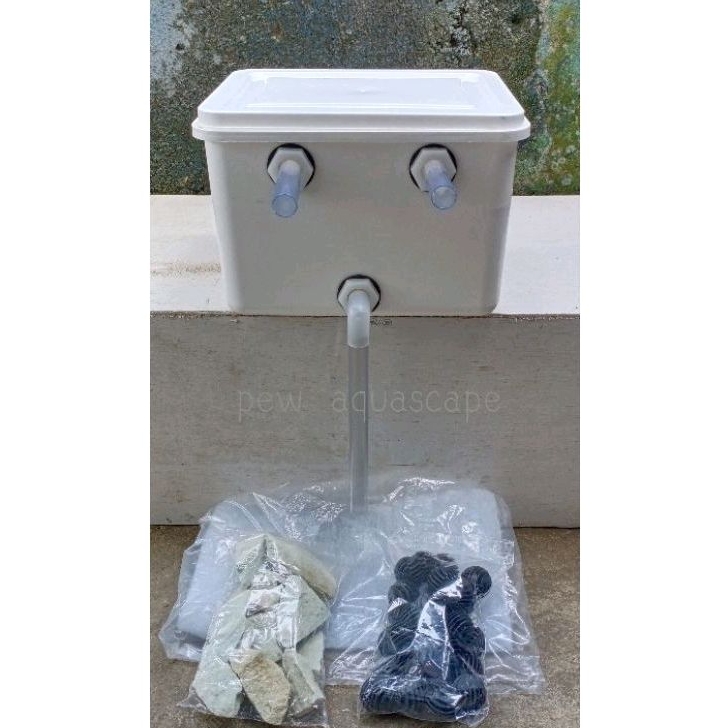 Aquarium fish pond filter bucket complete with filter media | Shopee ...