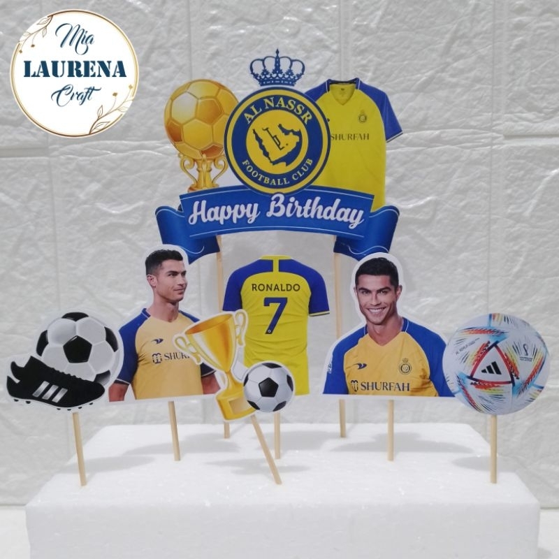 Birthday cake topper, Al nassr Ronaldo football theme birthday cake ...