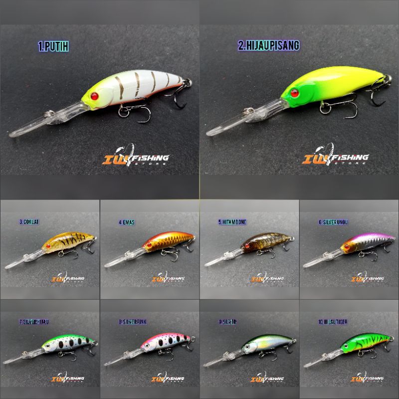 Minow floating tongue Lure, deep body length 6 cm total + tongue 10 cm ...
