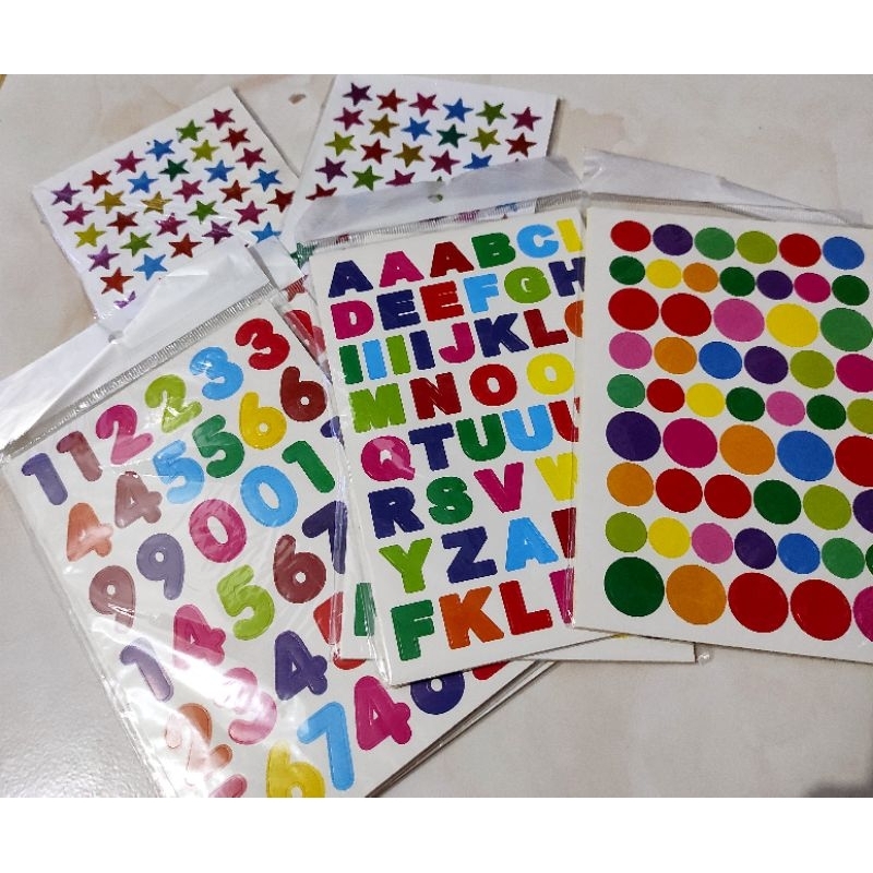Children's reward stickers, stars, letters, numbers, round | Shopee ...