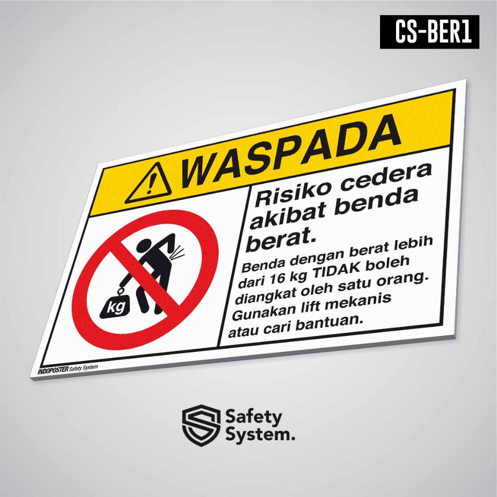 Safety Sign K3 PVC ANSI Sign - Risk of Injury Due to Heavy Objects ...