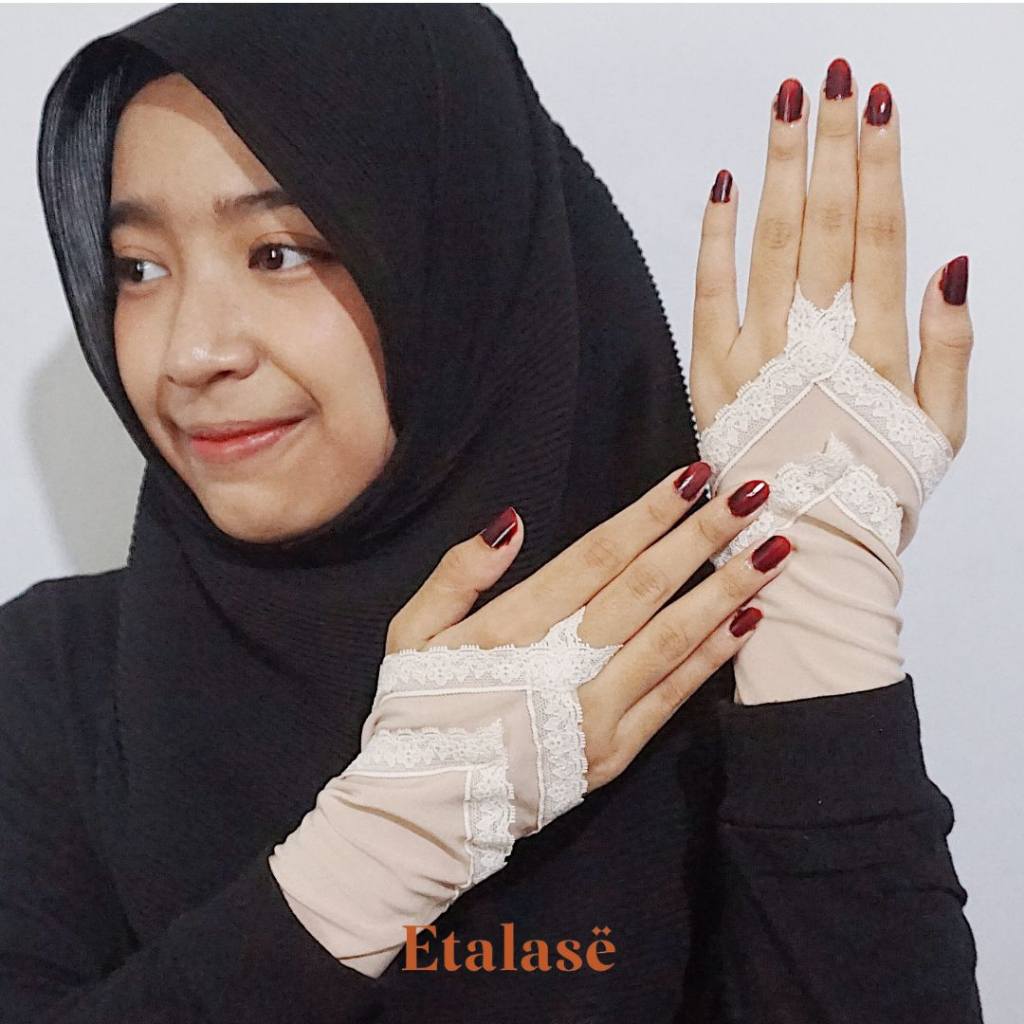 [ Storefronthandsock ] Hajj Umrah Cuff / 2 Layer Lace Ring Handsock / Matching Brocade Lace Ring ...