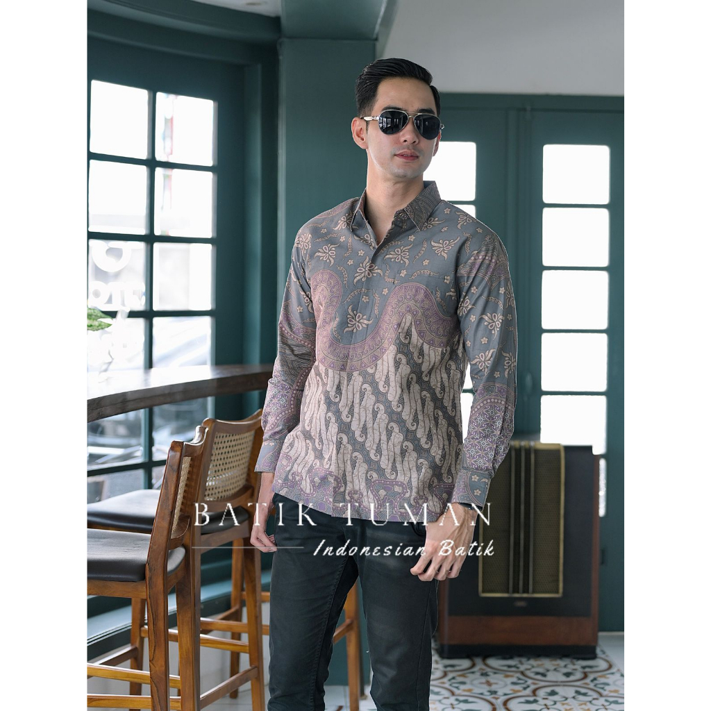 KEMEJA KATUN Pradipta SOFT GRAY DUSTY Pastel SHIRT Men's Gray Pastel ...