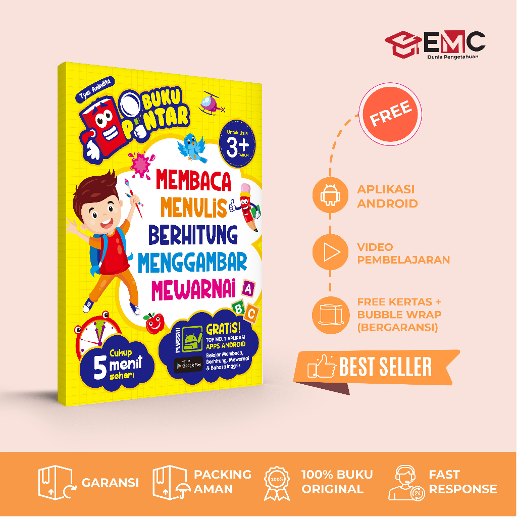 Emc Books For Preschool And Kindergarten Children: Smart Reading Writing Counting Drawing ...