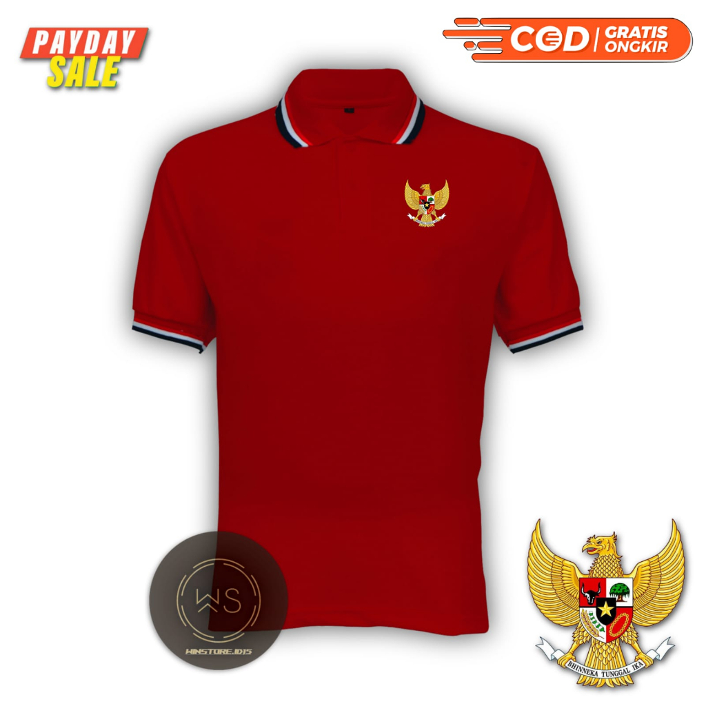 3 list Collared Polo T Shirt with GARUDA INDONESIA EMAS Motif / men's ...