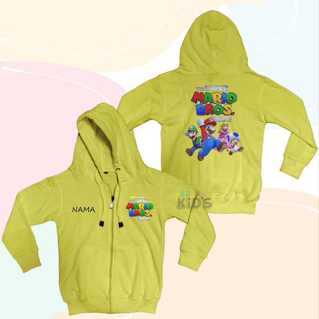 (FREE Name) Children's ZIPPER sweater with "super mario bros movie ...