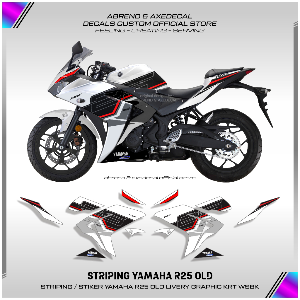 Decal STRIPING R25 LIVERY Graphic KRT 2023 RACING/YAMAHA R25 OLD ...
