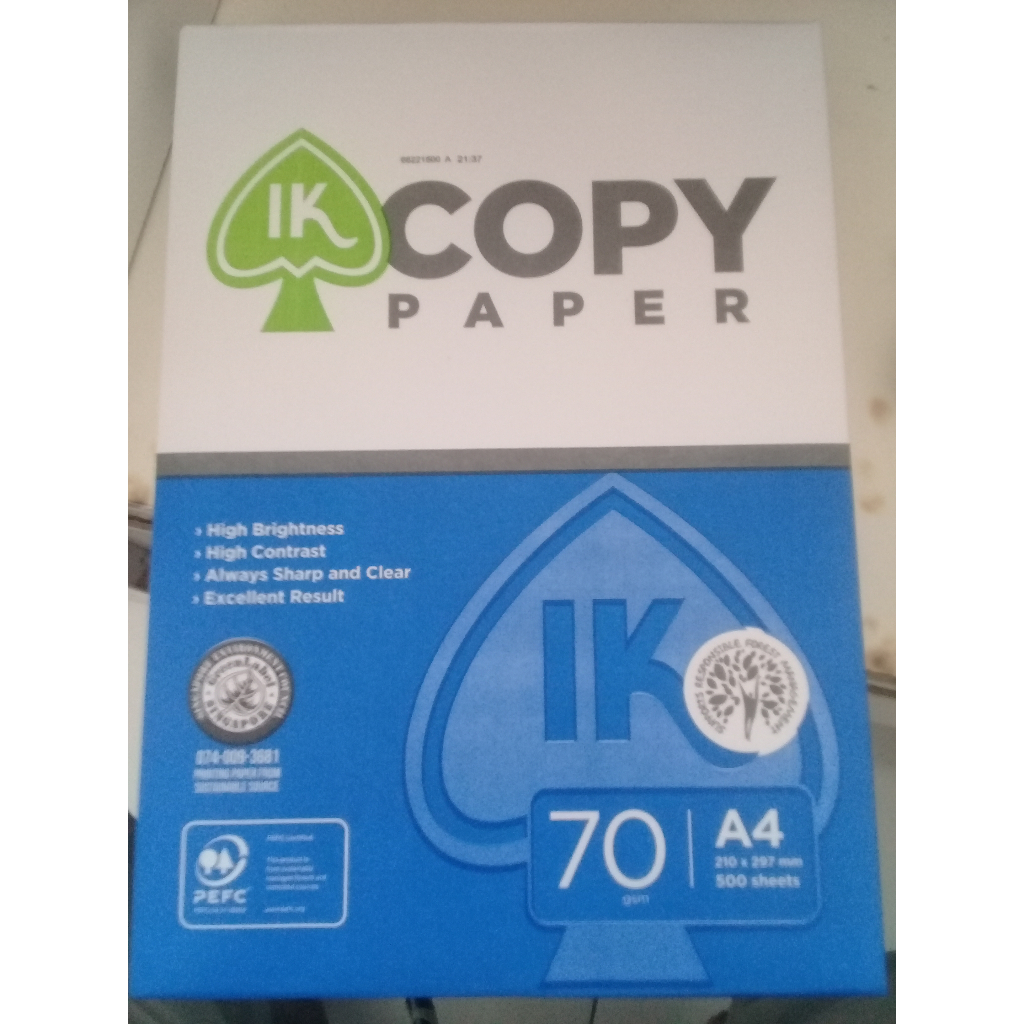 PUTIH Hvs PAPER A4 HVS PAPER Plain White Color IK PAPER SIZE A4 1ream ...