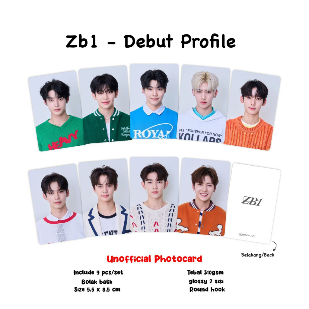 [2-Sided] Photocard ZB1 Debut Profile All Member Unofficial | Shopee ...