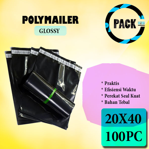 HITAM Glossy Black 20x40 Thick GLOSSY Black Packing Plastic Bag ...
