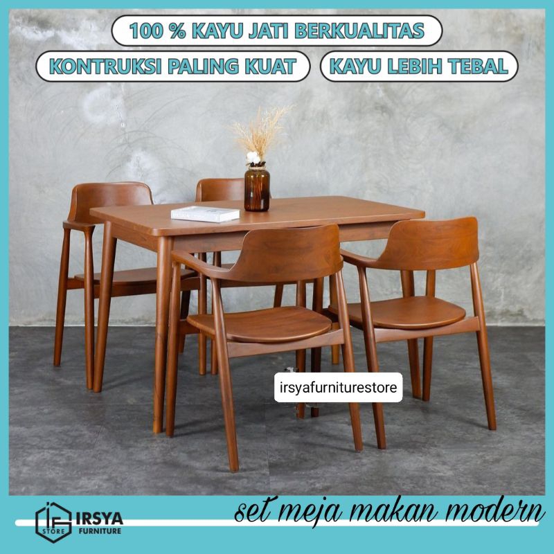 KAYU Teak Wood Dining Table - Modern Minimalist Teak Wood Dining Table ...