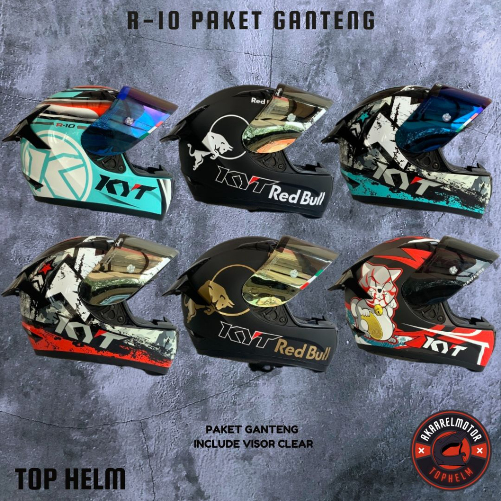 KYT R10 HELMET MOTIF & REDBULL HANDLING PACKAGE | FULL FACE HELM KYT ...