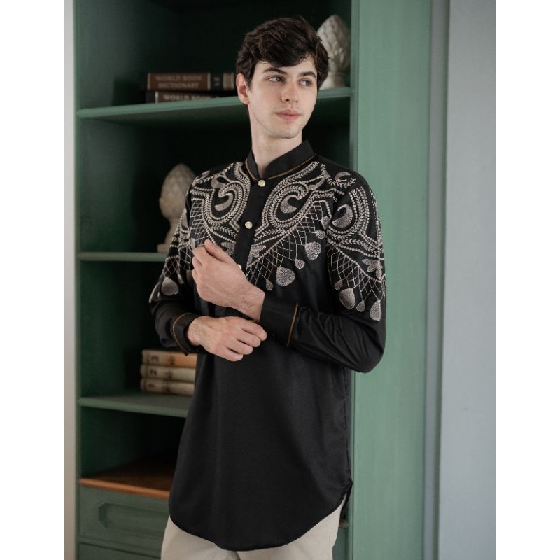HITAM Kemaja Kurta / Akurta Embroidered NUC.ID Iqbal 03 (Black ...
