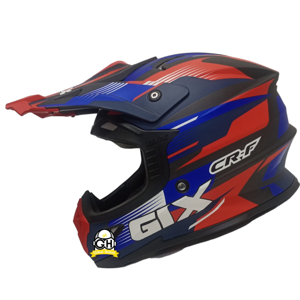Cross GIX CROSS HELMET CR-F GUNMET DOFF RED JPX CROSS MOTIF | Shopee ...