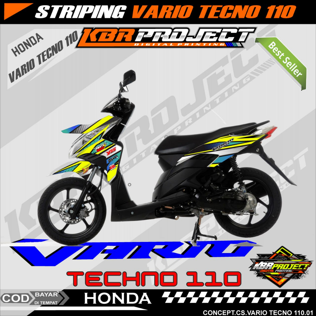 Vario TECHNO 110 Cool Motorcycle SRTIPING Stickers VARIO TECHNO 110 Variation Trim Stickers ...