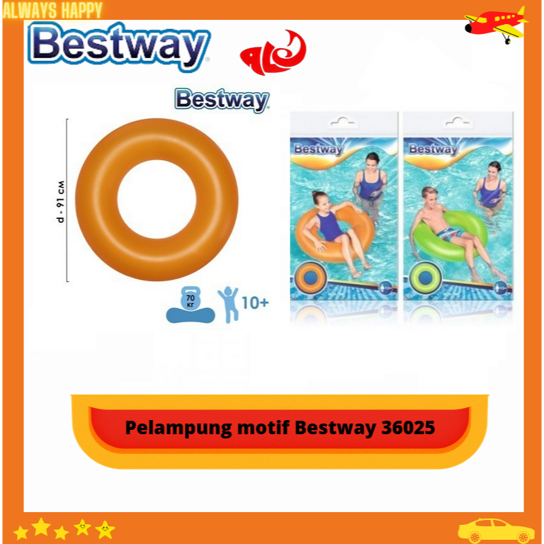 Bestway 36025 Neon Color Swimming Float Tire Size 91cm | Shopee Malaysia