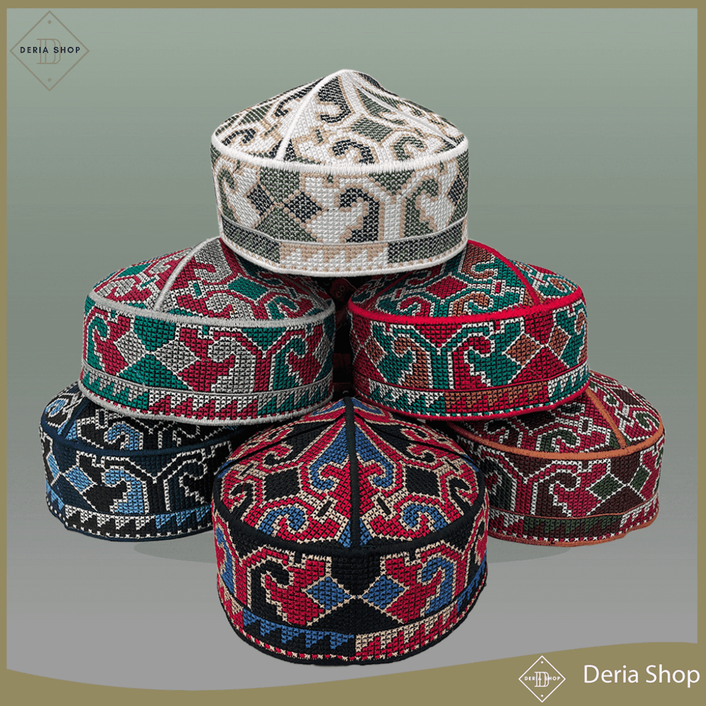 HIJAU PAKISTAN Peci Ovais Motif Cap Full Embroidery Premium Hajj ...