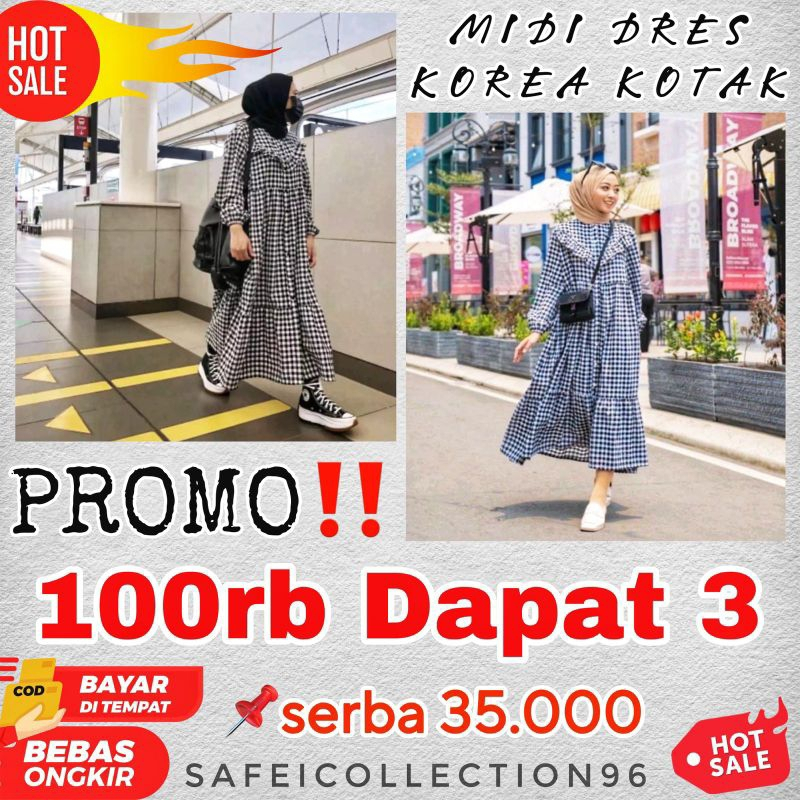 KATUN New Midi Dress Box Premium Cotton Material /Midi Dress - Gamis ...