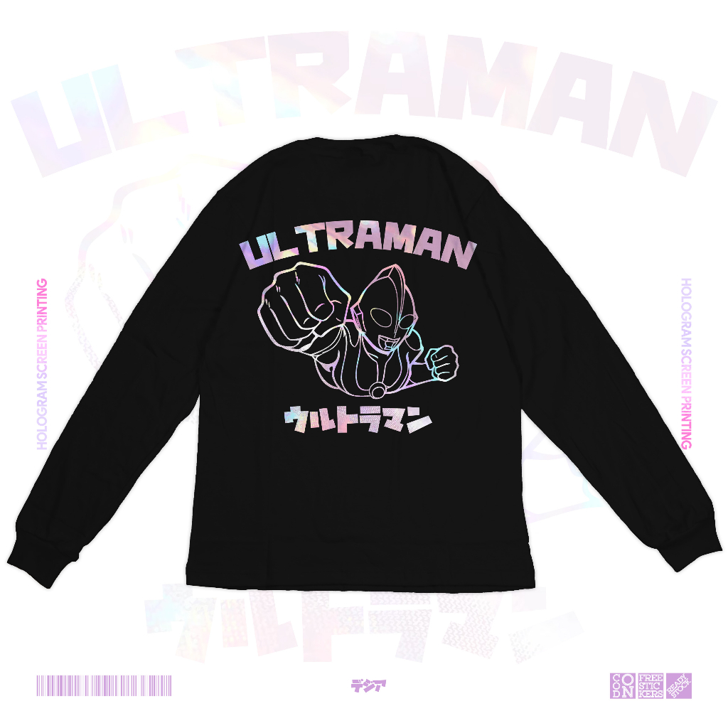 Ultraman Hologram Print Shodai Tyga Zero Tokusatsu Longsleeve T-Shirt ...