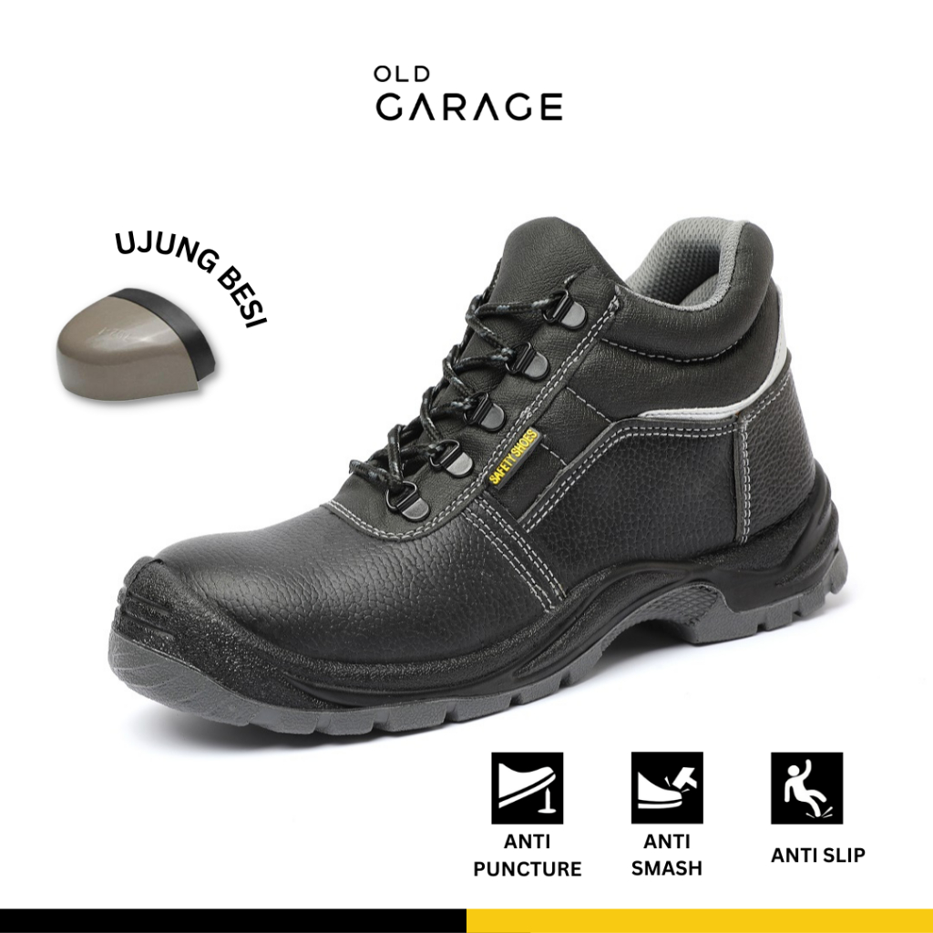 HITAM Safety Shoes Men's Safety Shoes Middle Cut Iron Toe Black Gray ...