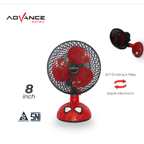 Advance Fan DF-803 Spiderman Character 8" Wall Fan Table Fan 2in1 | 12 ...