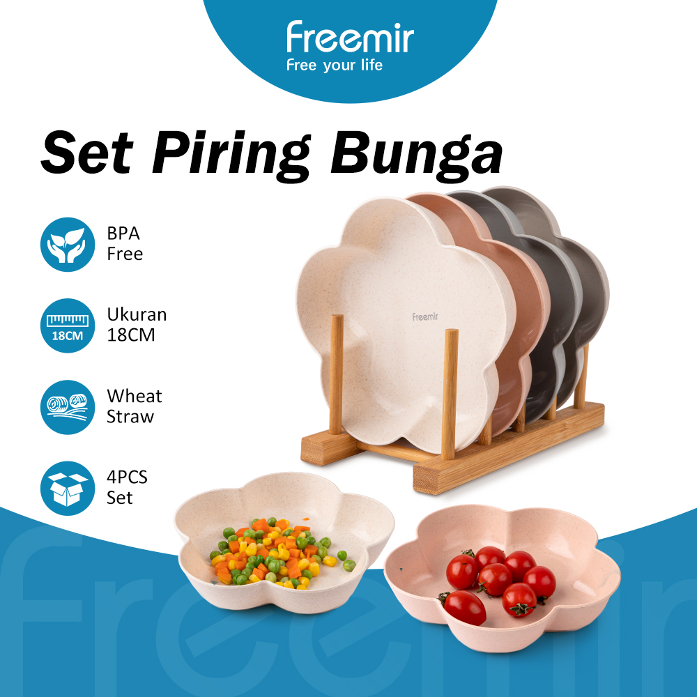 Freemir Set Of 4pcs Flower Plates 18cm Colorful Natural Material Wheat ...