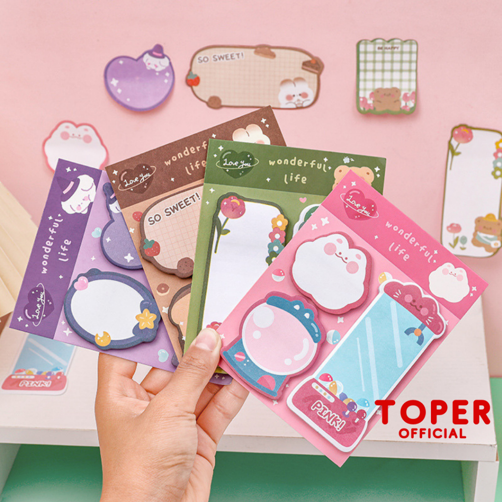 Sticky Notes Set 3 Motifs Per Pack Cute Model Character Mini Memo Pad ...