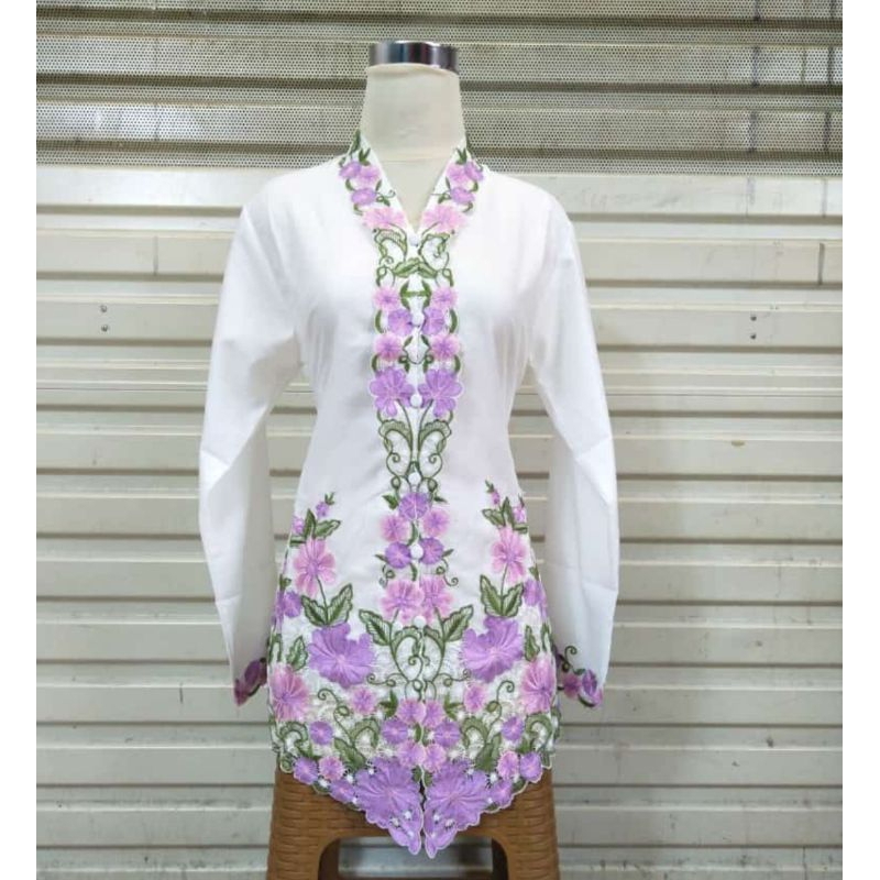 KATUN Modern Betawi Brocade Kebaya Long Sleeve Embroidery Cotton Jumbo ...