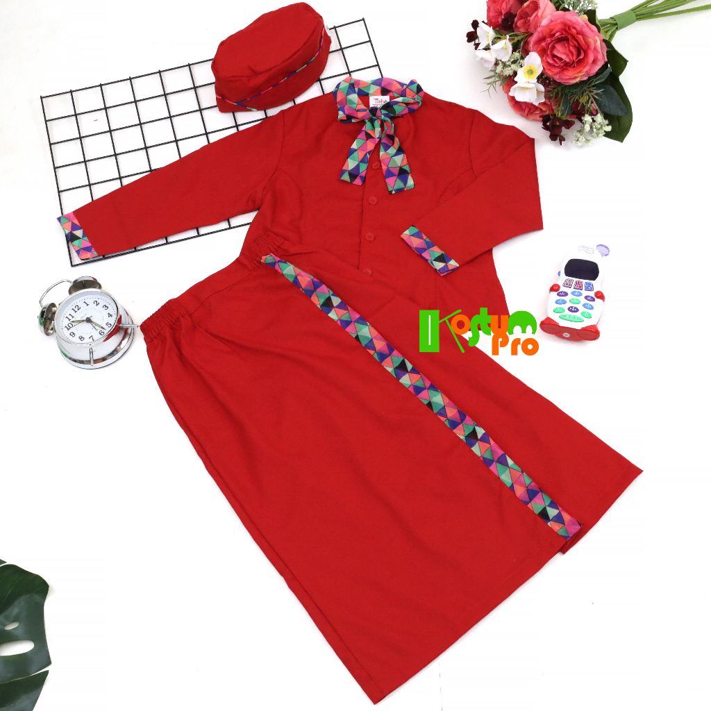 MERAH Stewardess COSTUME uk 4-10 Years For Children Long Sleeve Red ...