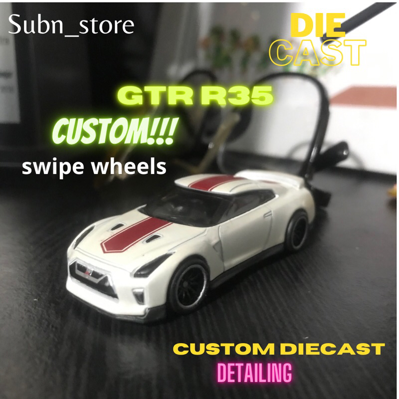 Hot Wheels GTR R35 Custom Swipe Wheels Rubber Tires| Rubber Tire Wheel Interchange | Shopee Malaysia