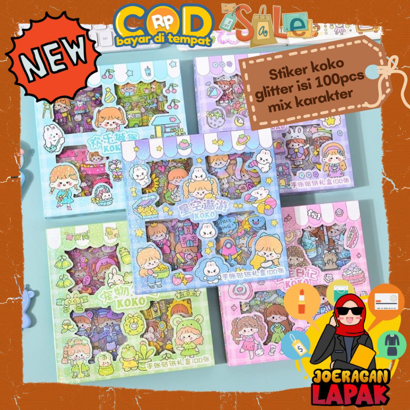 ️JOERAGANLAPAK ️NEW! Koko GLITTER STICKER WITH COLOR MIX RAINBOW KOREAN ...