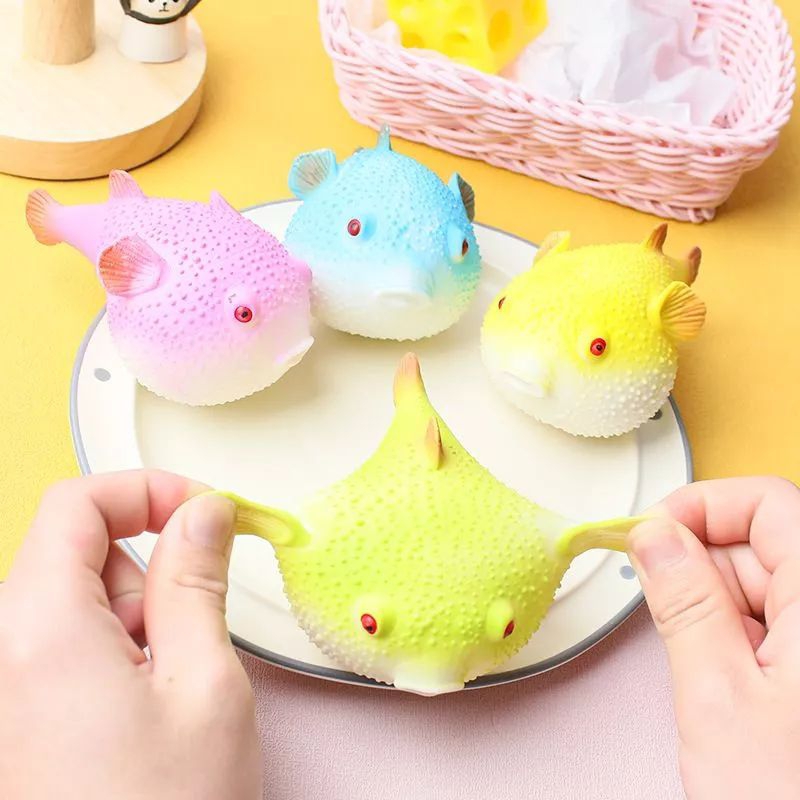 1 Pcs Squishy Fish Puffer Fish Toy Pop It Silicone Flexible Anti Stress ...