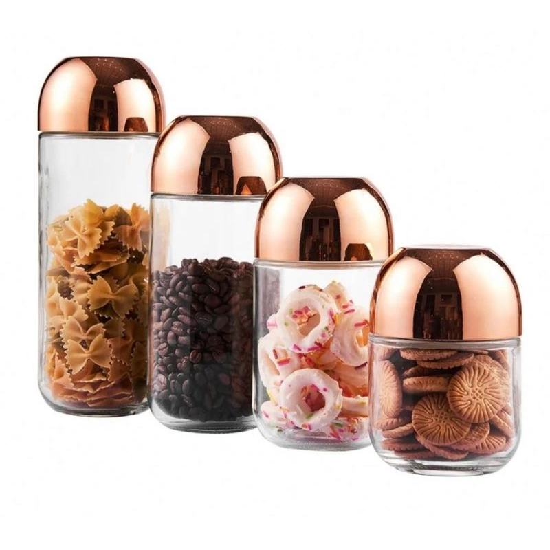Elegant Luxury Glass Jar Rose Gold/Airtight Glass Jar/Cake Jar | Shopee ...